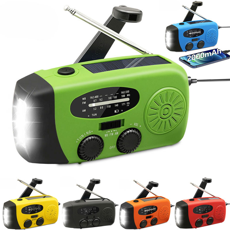Jual 2000mAh Emergency Radio with LED Flashlight Solar Hand Crank Cell ...