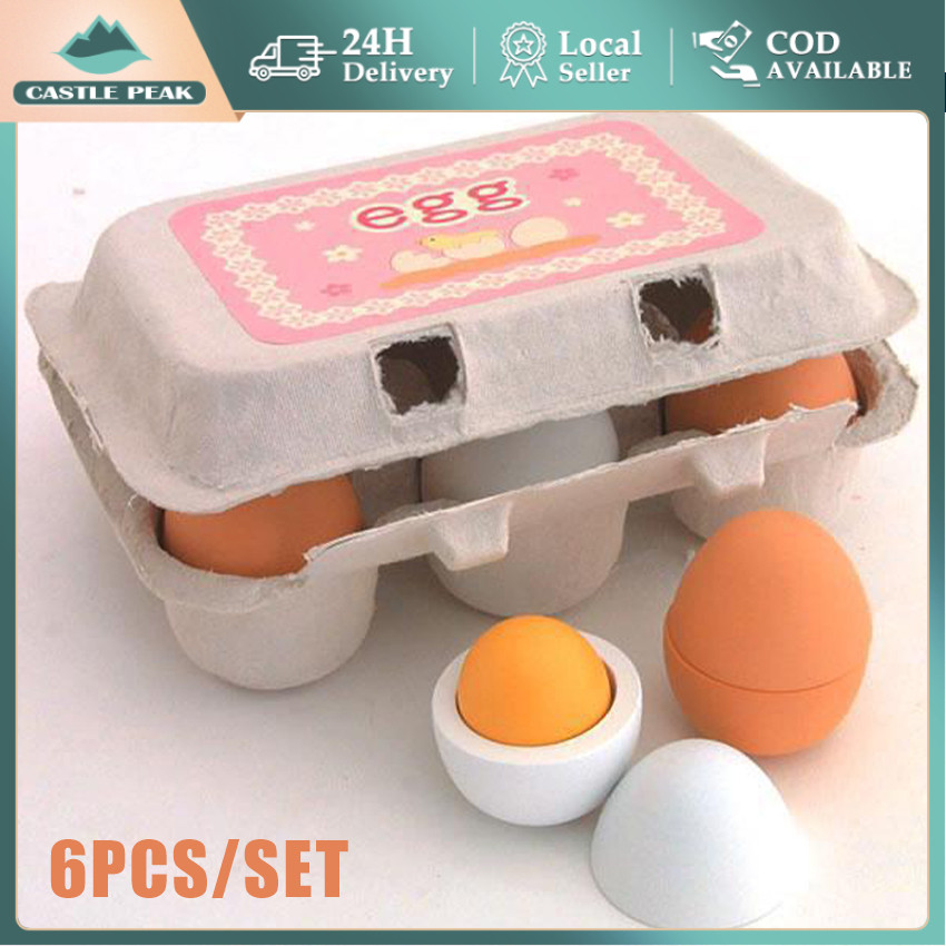 Jual Wooden Egg Set 6pc - Mainan Kayu Telur Ayam, Mainan Edukasi untuk ...
