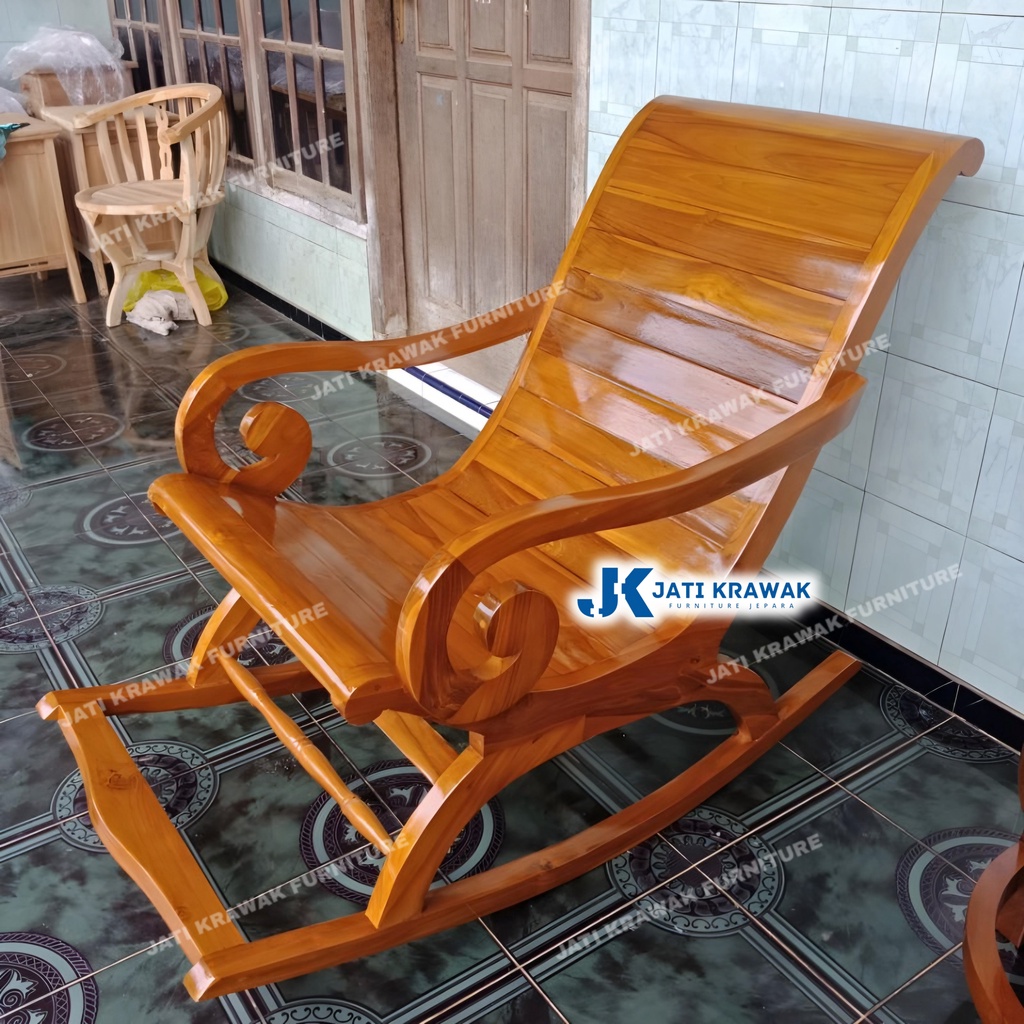 Jual Kursi goyang kursi malas minimalis kayu jati | Shopee Indonesia