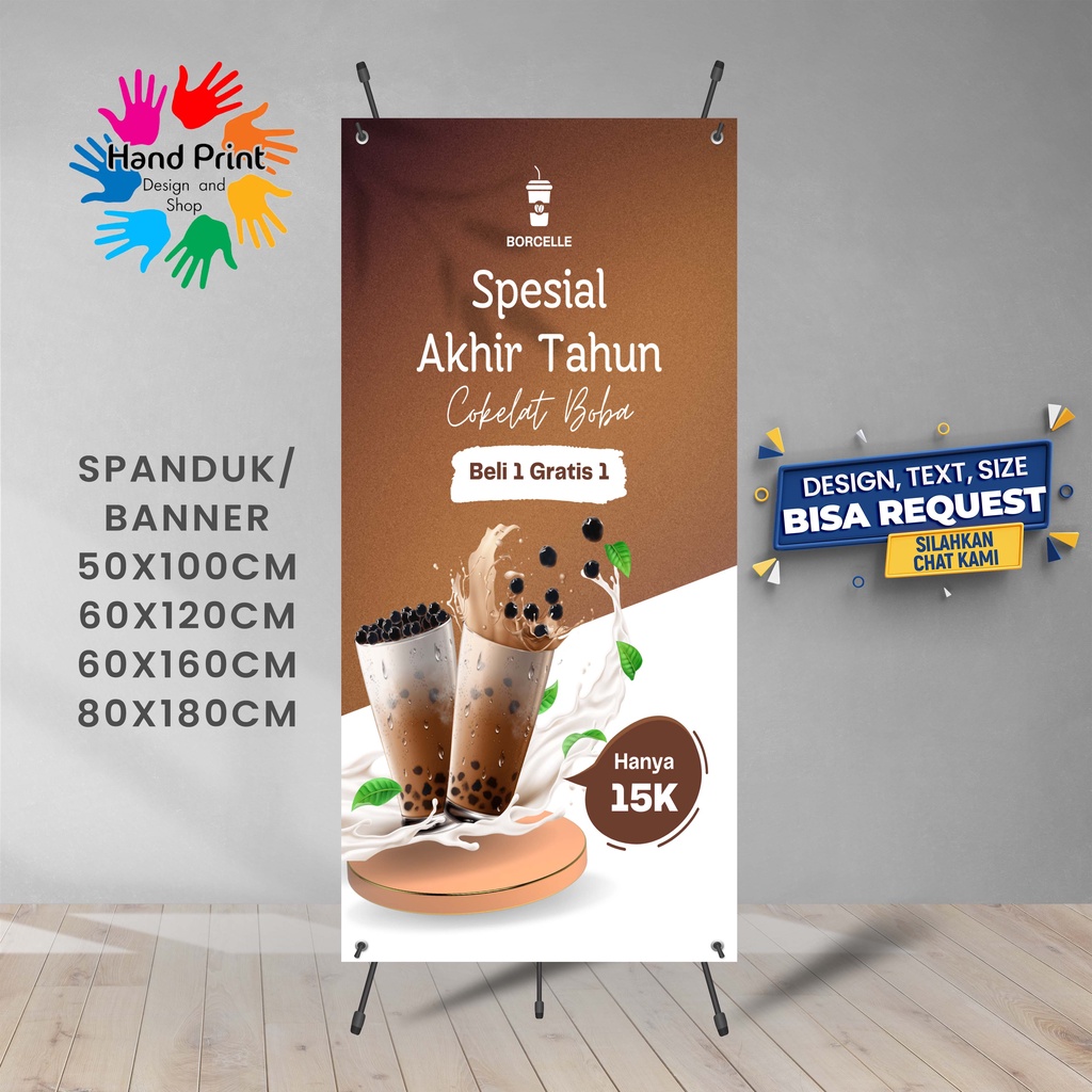 Jual SPANDUK BANNER Es Boba Coklat Promosi Akhir Tahun 60x160 CM ...