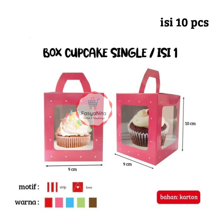 Jual Box Cupcake isi 1 Bougenville Ukuran 9X9X10,5 (10pcs) - Hijau Love ...