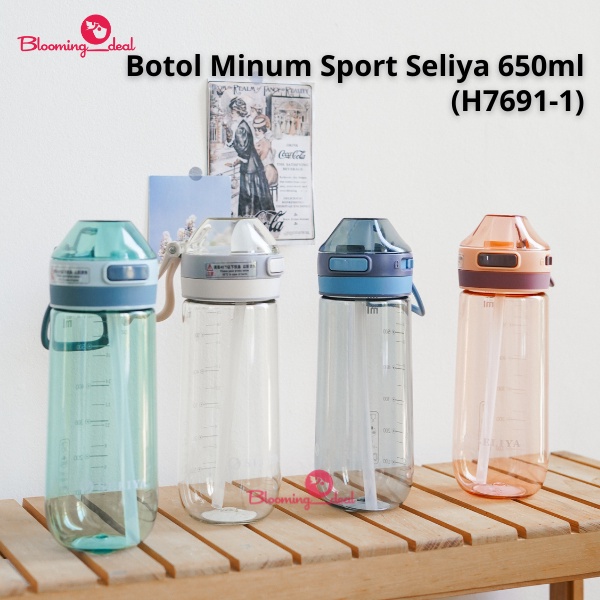 Jual Botol Minum Sport Seliya dengan Sedotan 650ml / Botol Minum Plastik Anak Dewasa 650 ml ...