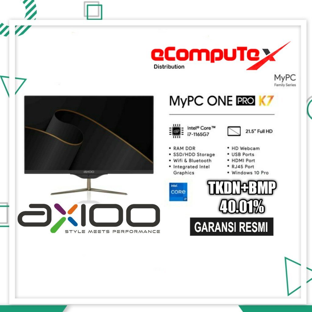 Jual PC AIO AXIOO MYPC ONE PRO K7 OHS (16N9) i7-1165G7 16GB 1TB 21.5" WIN10 PRO TKDN RESMI ...