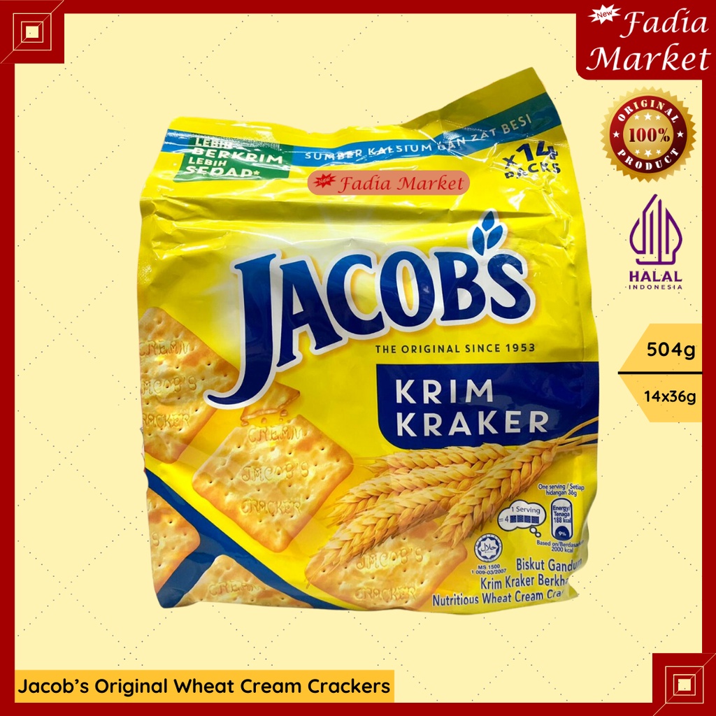 Jual Jacobs Jacob's Original Wheat Cream Crackers Biscuit Gandum Malaysia 504g 14x36g | Shopee ...