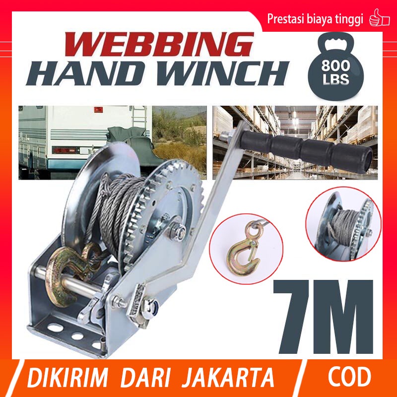 Jual Hand Winch 800/1200/2000 Lbs Katrol Manual 250 Kg Kerekan Sling ...