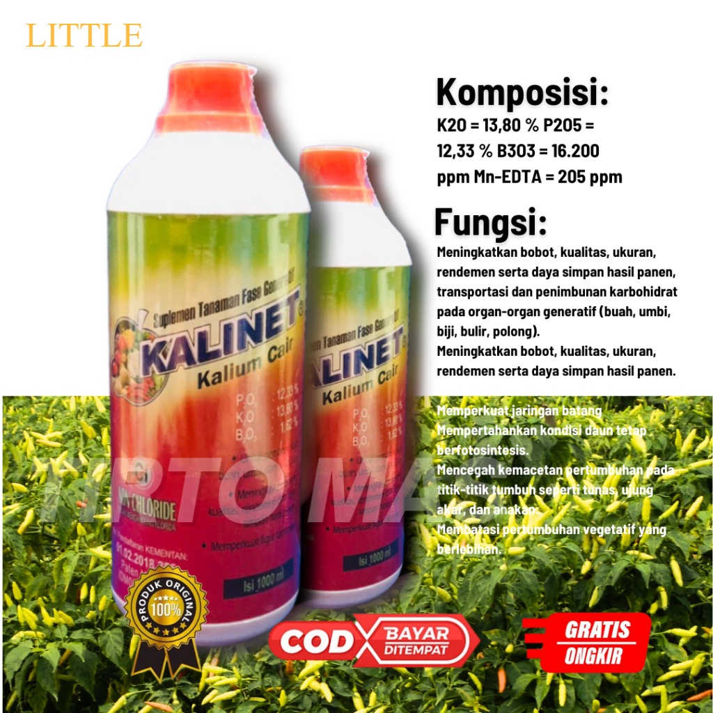 Jual pupuk pembuahan Kalinet 500ml - Suplemen Tanaman Fase Generatif ...