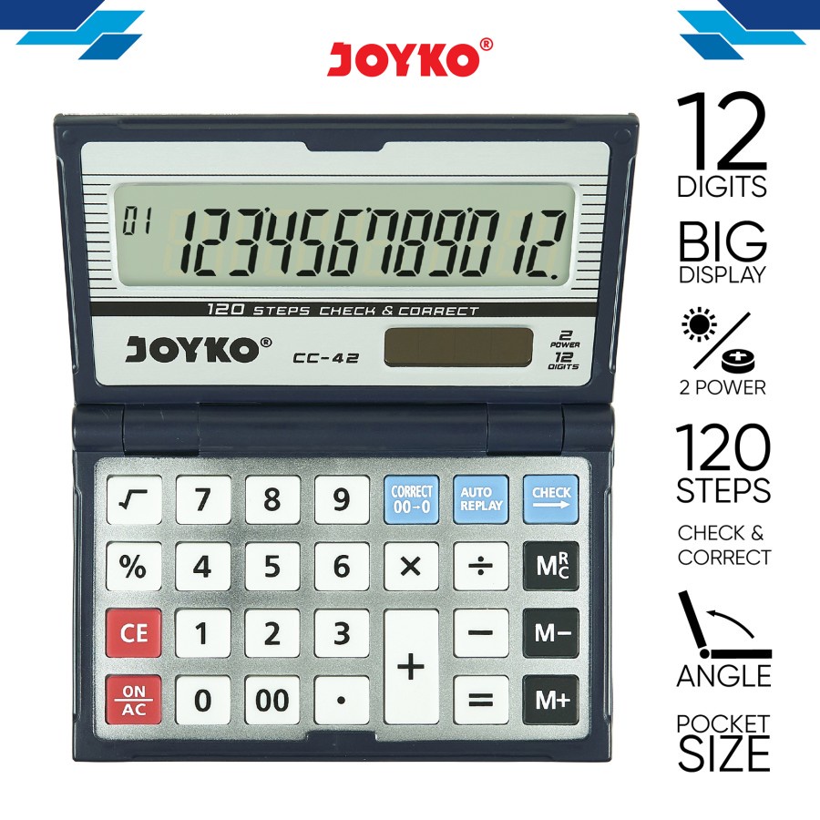 Jual Kalkulator JOYKO CC-42 CHECK CORRECT / Calculator Saku & Desktop 12 Digit CC42 | Shopee ...