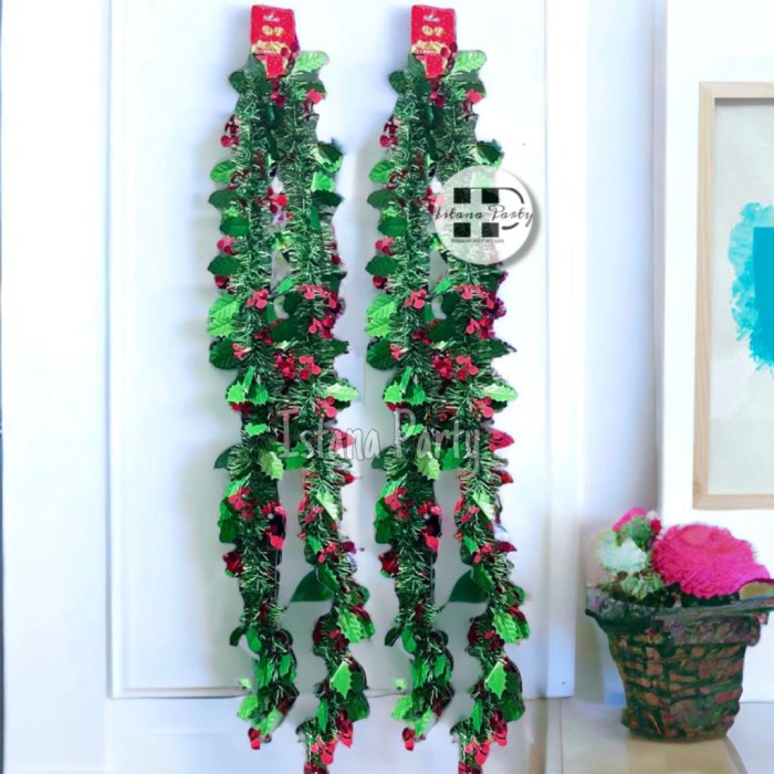 Jual Slinger Tinsel Xmas / Hiasan Pohon Natal / Slinger Daun Cherry ...