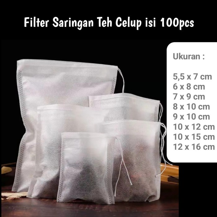 Jual Kantong Saringan Teh Celup Kosong Tali Tea Bag Sedang Besar isi ...