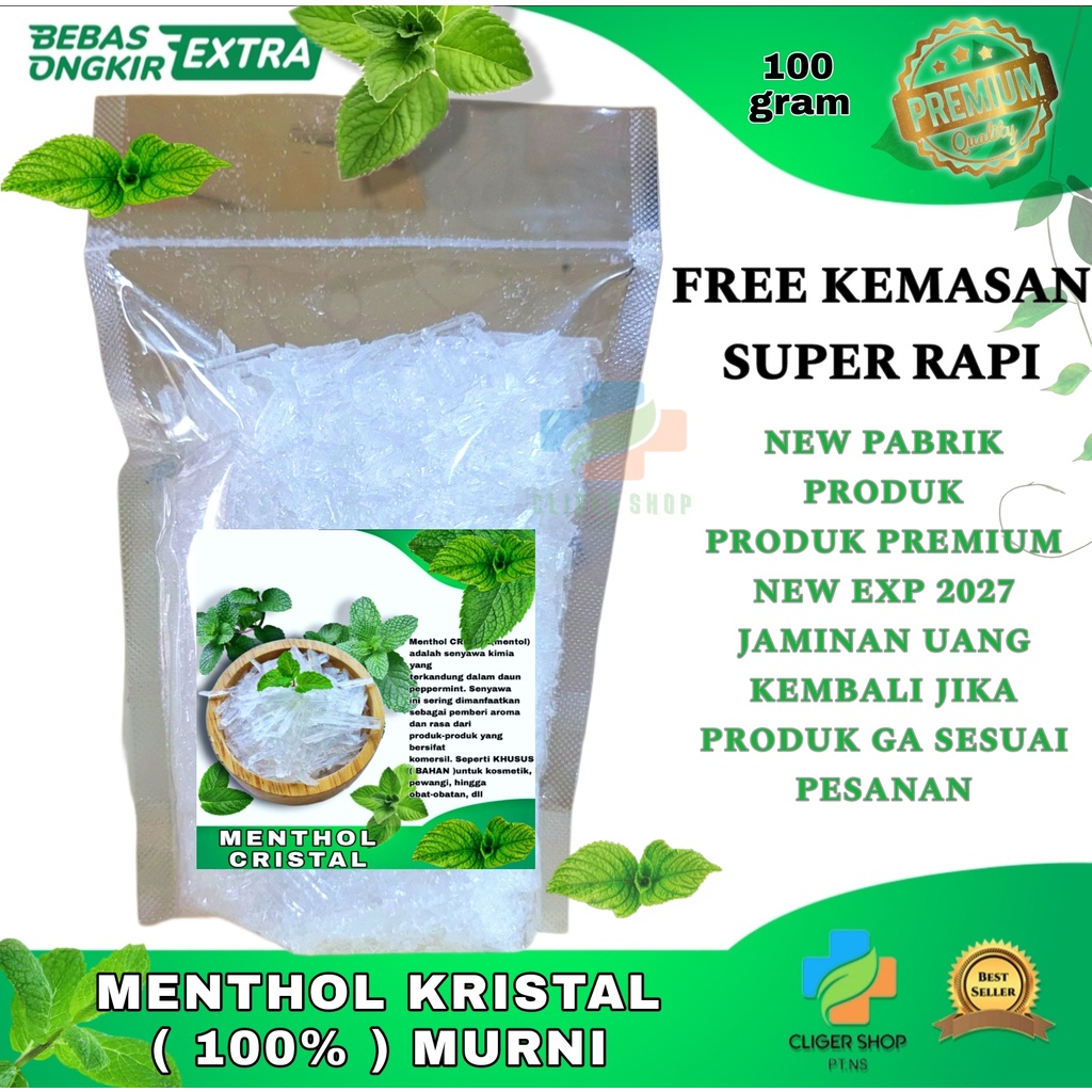 Jual Mentol Kristal 100 gram/ Menthol Crystal ( Food Grade ) | Shopee ...