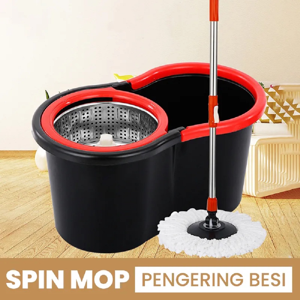 Jual Alat Pel Lantai Ember 2 in 1 Kain Fiber dengan Ember Spin Mop ...