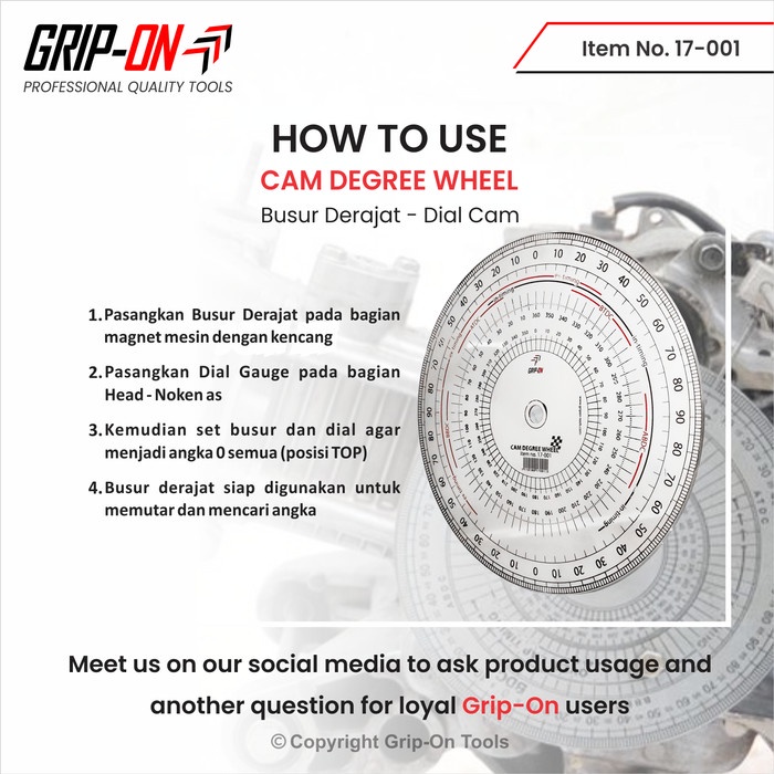 Jual Grip-On Busur Derajat Dial Camshaft non set Cam Degree Wheel ...