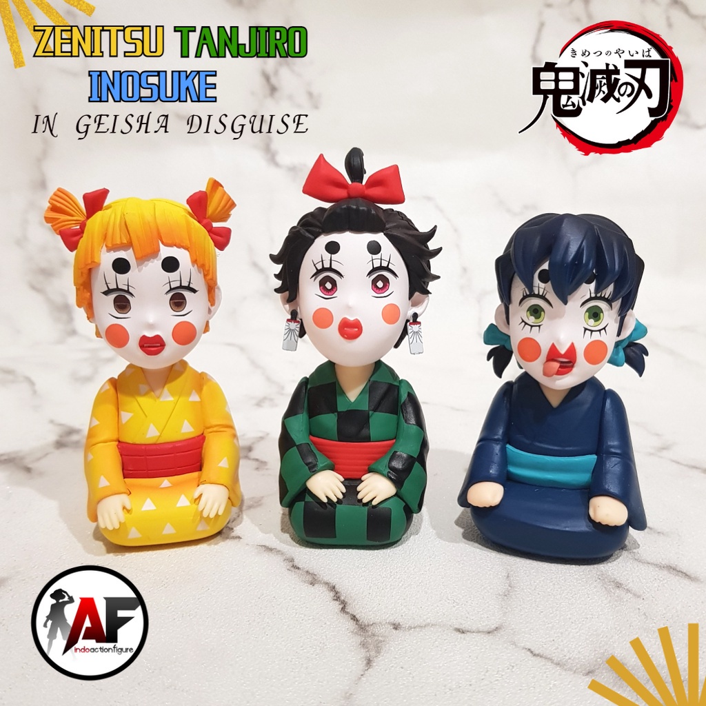 Jual Action Figure Demon Slayer Mini Zenitsu Tanjiro Inosuke in Geisha ...