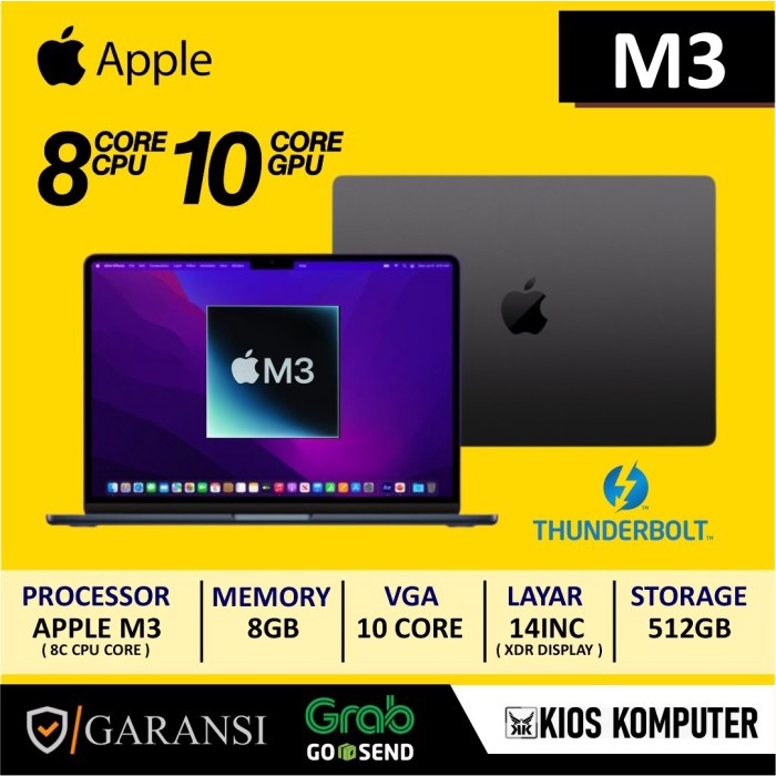 Jual APPLE M3 CHIP WITH 8 CORE CPU & 10 CORE GPU 8GB / 512 GB | Shopee ...