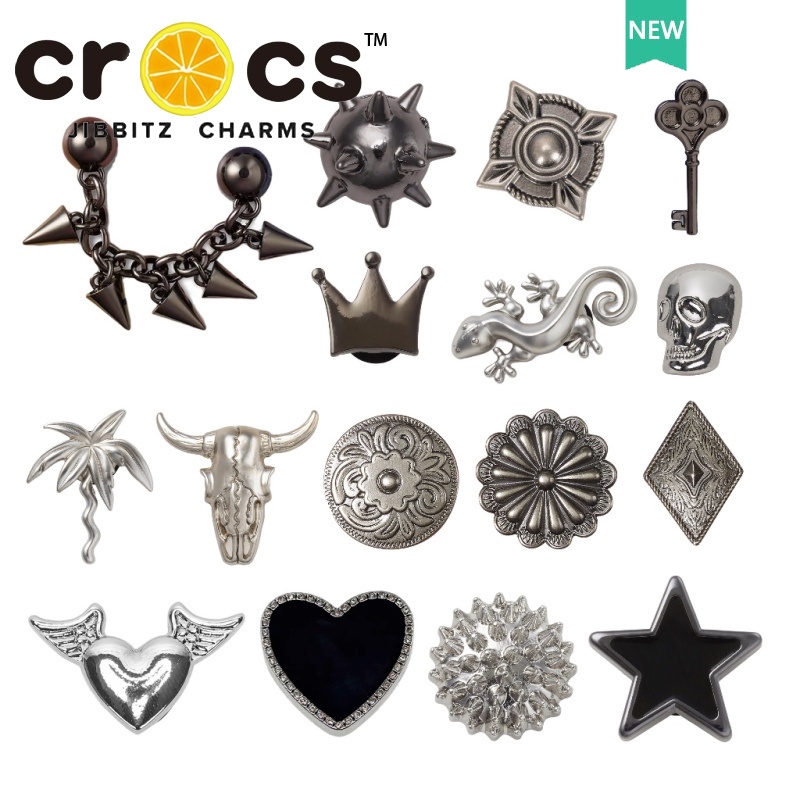 Jual Metal silver jibbitz crocs charms Shoe Buckle Hole Shoe ...