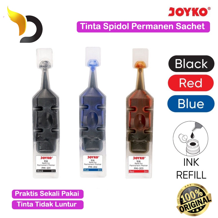 Jual Tinta Refill Spidol Permanent Joyko Tidak Bisa Dihapus Isi Ulang ...
