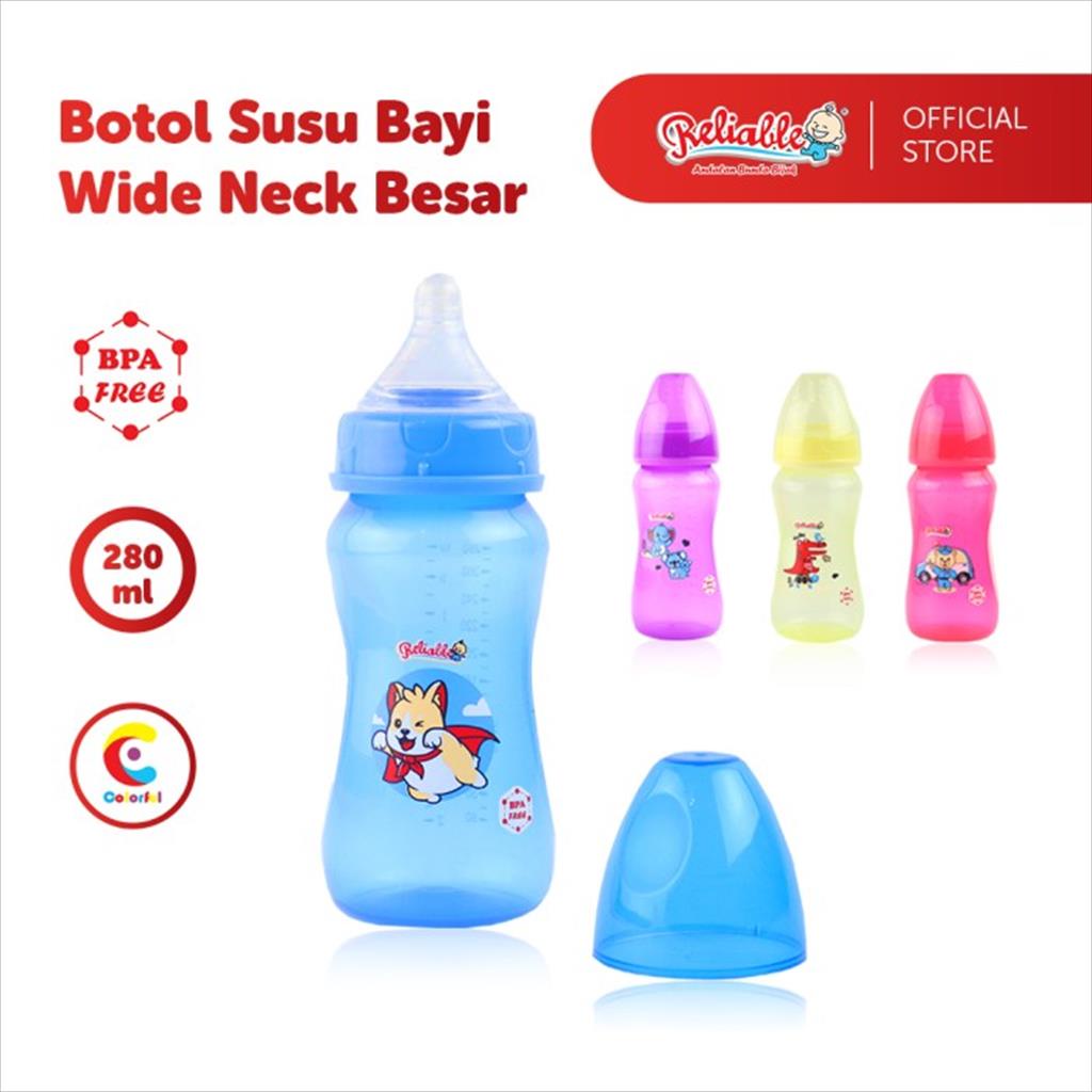 Jual Reliable Botol Susu Bayi Wide Neck Warna Anti Kolik - 280 ml ...