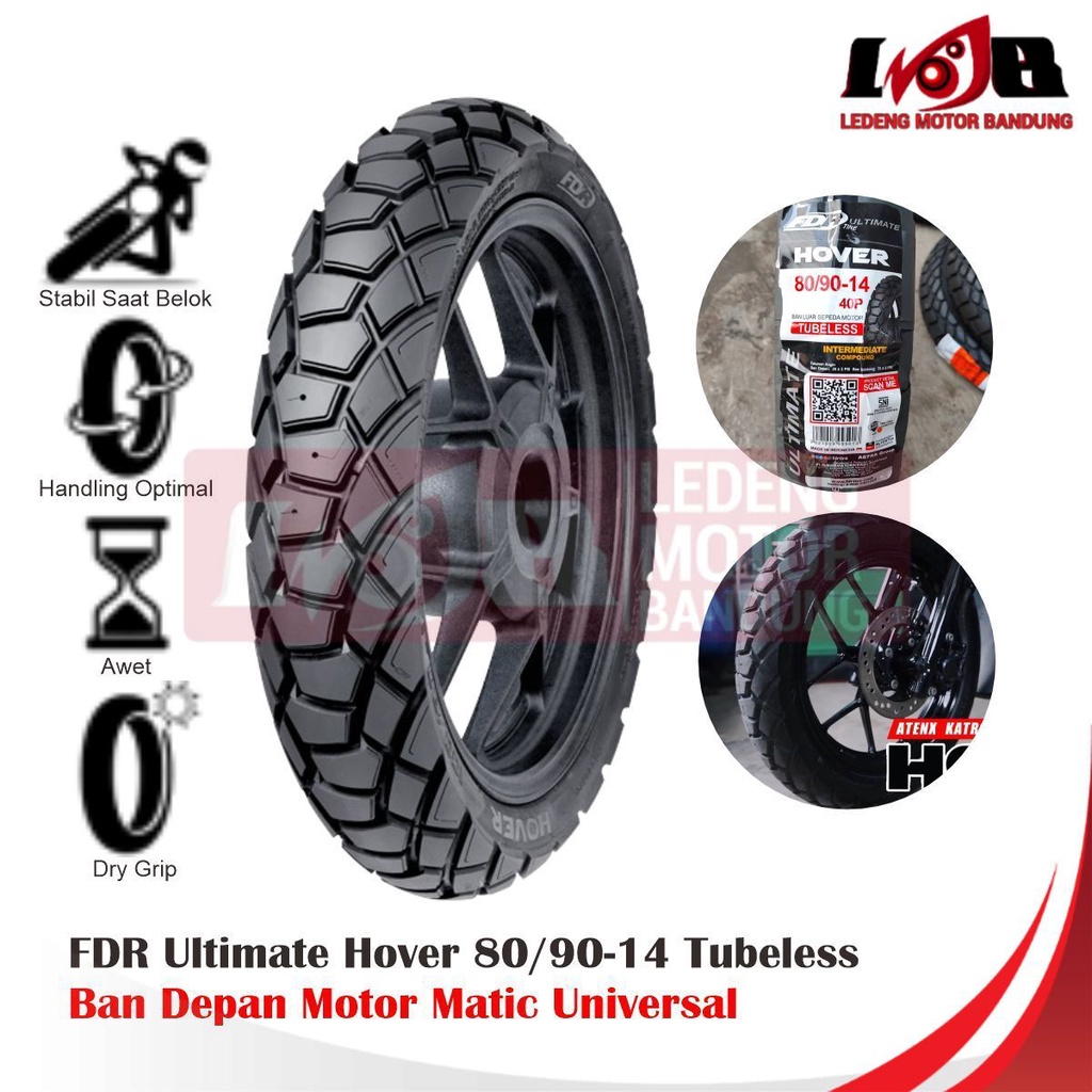 Jual FDR Ultimate Hover 80/90-14 Ban Depan Tubeless Motor Matic ...
