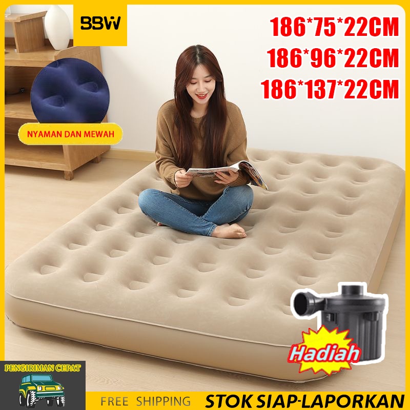Jual BBW Matras Tidur Kasur Angin Pompa Tiup Double Air Bed Free pompa ...