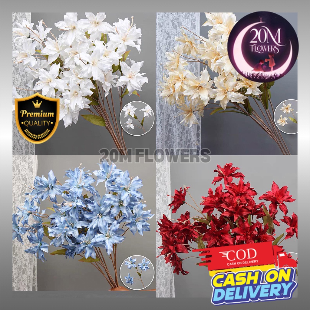 Jual Bunga Lily Artificial Tangkai Panjang Cabang 3 Bunga Star Magnolia ...