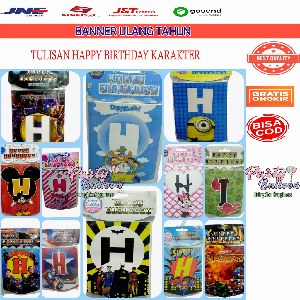Jual Partybaloon Banner Happy Birthday Karakter Anak Laki Laki ...