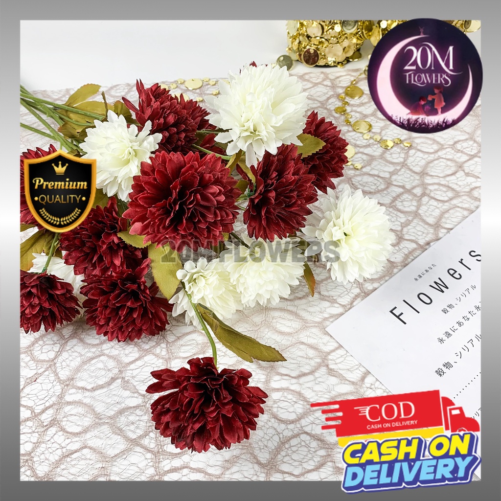 Jual BUNGA DANDELION POM POM TANGKAI PANJANG CABANG 3 ARTIFICIAL BUNGA ...