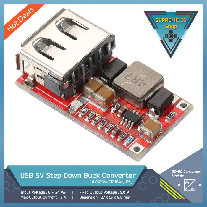 Jual Mini DC -DC Step Down BUCK USB Converter 6V-24V To 5V 3A Modul ...