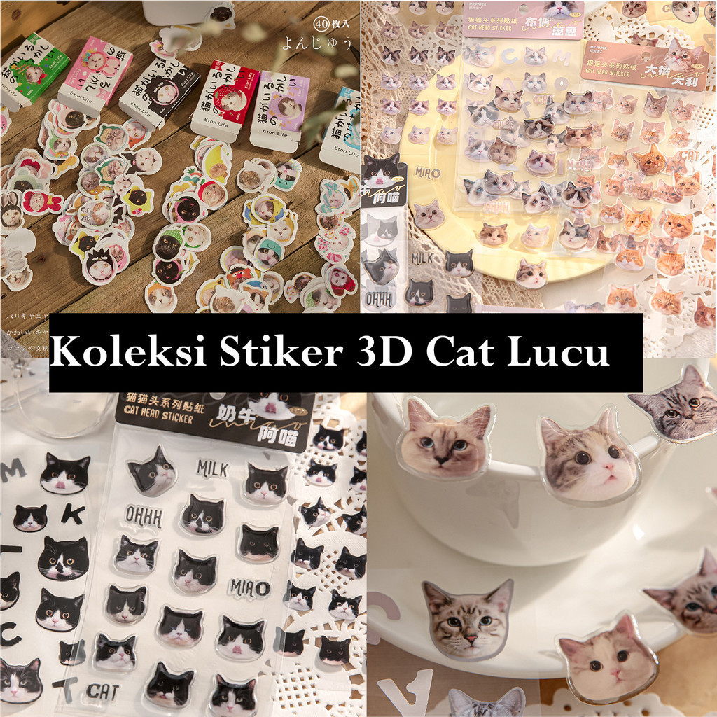 Jual [Nokai Space] 4-40 PCS Koleksi Stiker Kucing Lucu Jurnal / Cute ...