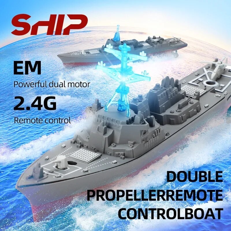 Jual Mini Rc Boat Kids Toy Remote Control Warship Dual Motor Radio ...
