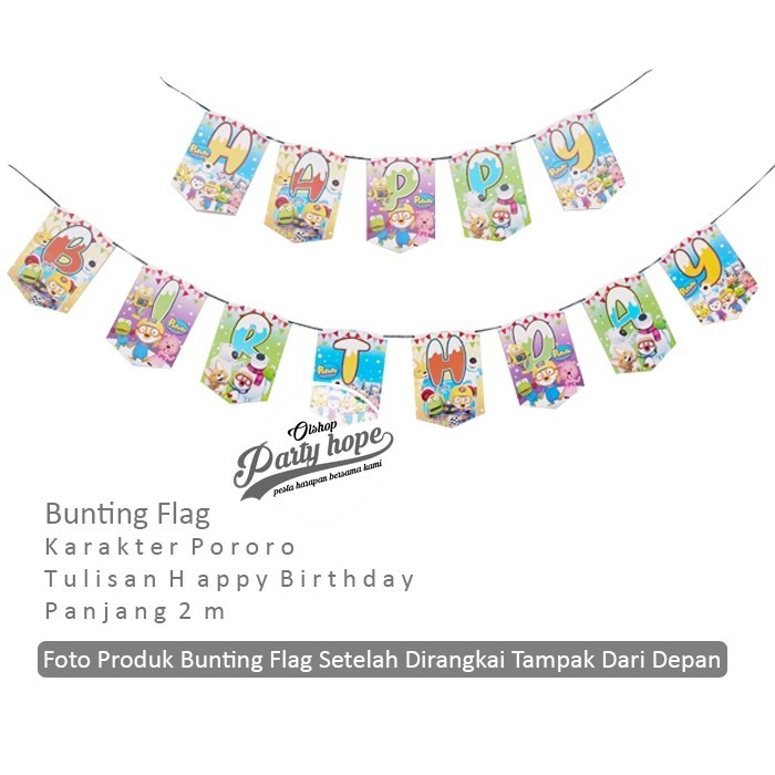 Jual Banner hbd pororo / Bunting Flag Hbd pororo / Banner Hbd kartun ...