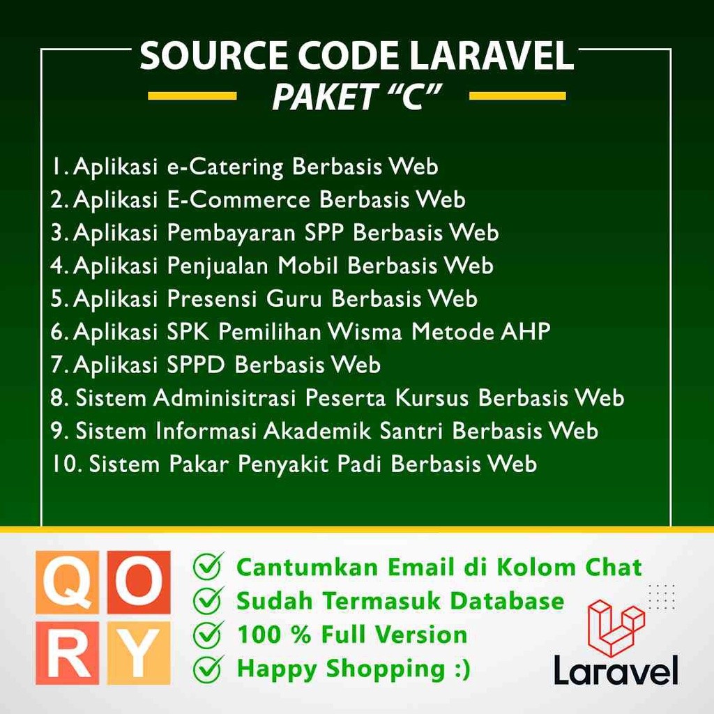 Jual [LARAVEL PAKET C] - Kumpulan Referensi Source Code Program Aplikasi Sistem Informasi ...