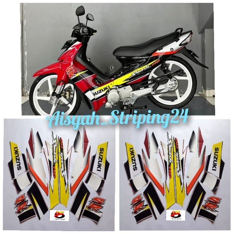 Jual STIKER STICKER STRIPING SUZUKI SMASH SR 110 2004-2005 HITAM-MERAH ...