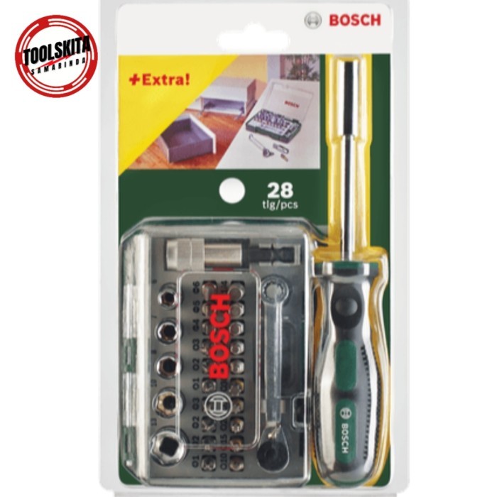 Jual Obeng Set Bosch 28 Pcs Bit set + Ratchet + Hand Screwdriver ...