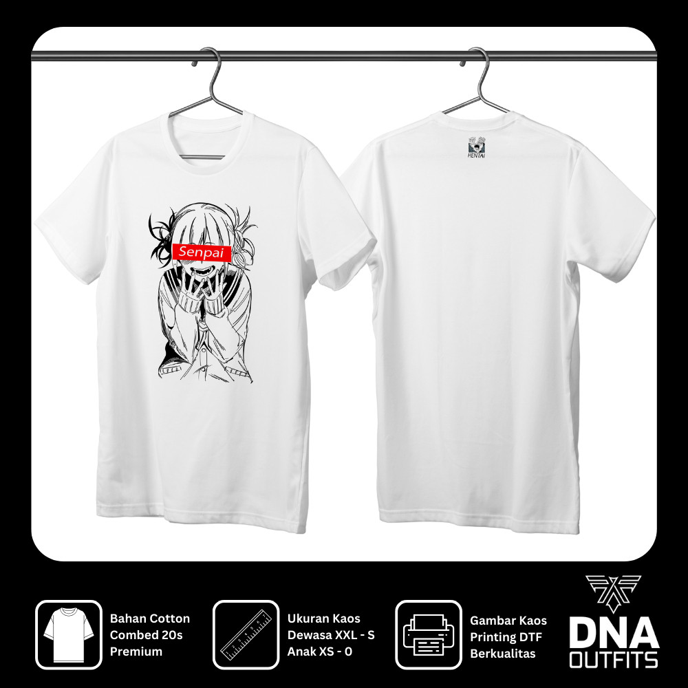 Jual Baju Distro Anime Senpai Premium Cotton Combed 20s Baju Sablon ...