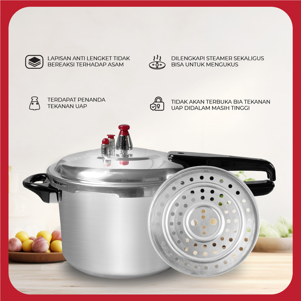 Jual Panci Presto 8 Liter 24 Cm / Pressure Cooker Presto Alumunium Lingkaran Dua | Shopee Indonesia