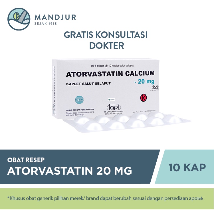 Jual Atorvastatin Lapi 20 mg Strip 10 Tablet | Shopee Indonesia