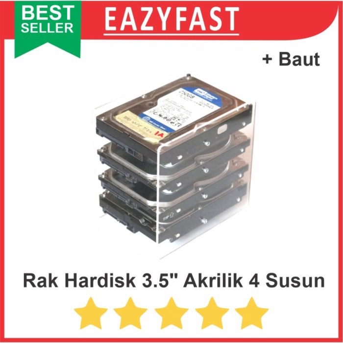 Jual Rak HDD Stand Hardisk Bay 3.5 Akrilik 4 Susun Tray Dock Stack ...