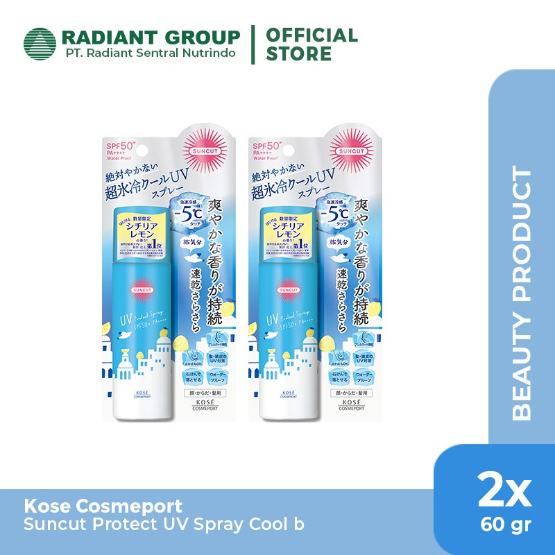 Jual Kose Cosmeport Suncut Protect UV Spray Cool B - 60gr [Twin Pack] | Shopee Indonesia