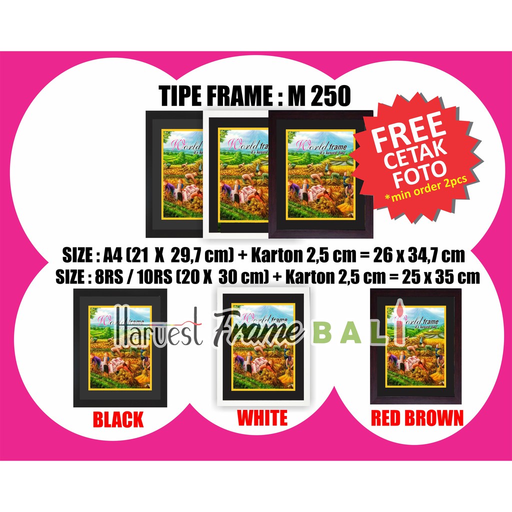 Jual (FREE CETAK) A4 / 8RS / 10RS Frame Foto - Bingkai Pigura Photo ...