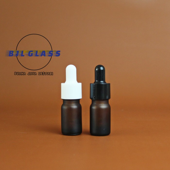Jual Botol kaca pipet 5ml coklat frosted/Botol serum tetes 5ml ring ...