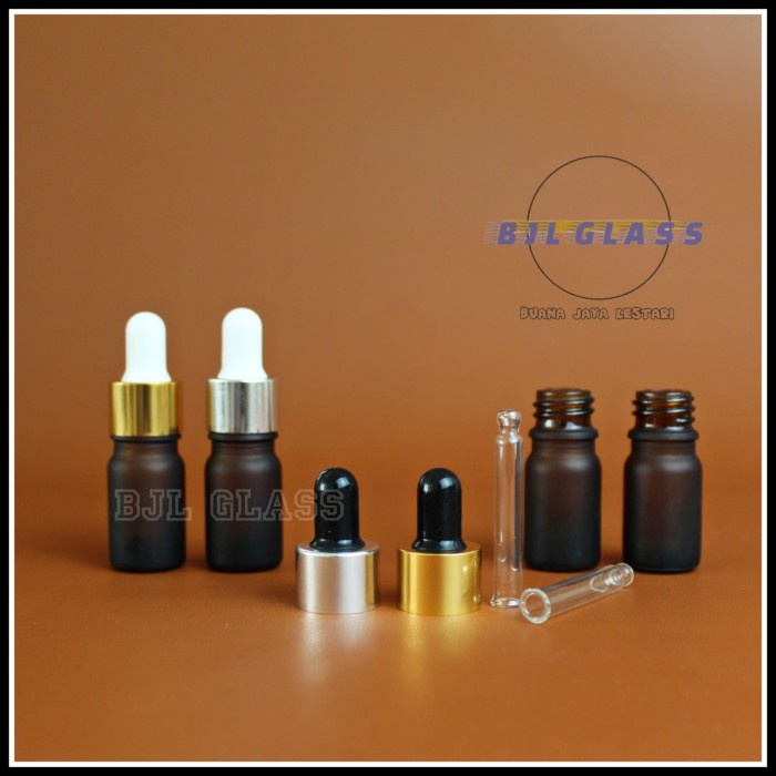 Jual botol kaca pipet 5ml coklat frosted / botol kaca serum tetes 5ml ...