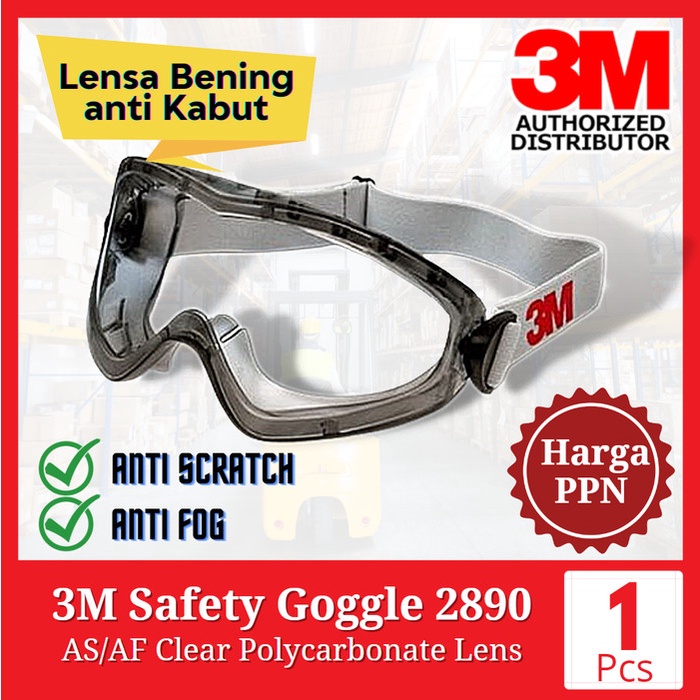 Jual 3M Safety Goggle 2890 AS/AF Kacamata Clear Polycarbonate Lens ...