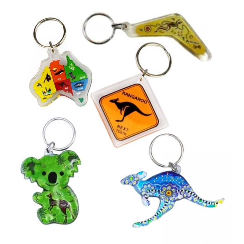Jual Australia Souvenir Key Ring Boomerang Koala Kangaroo Map Road Sign ...