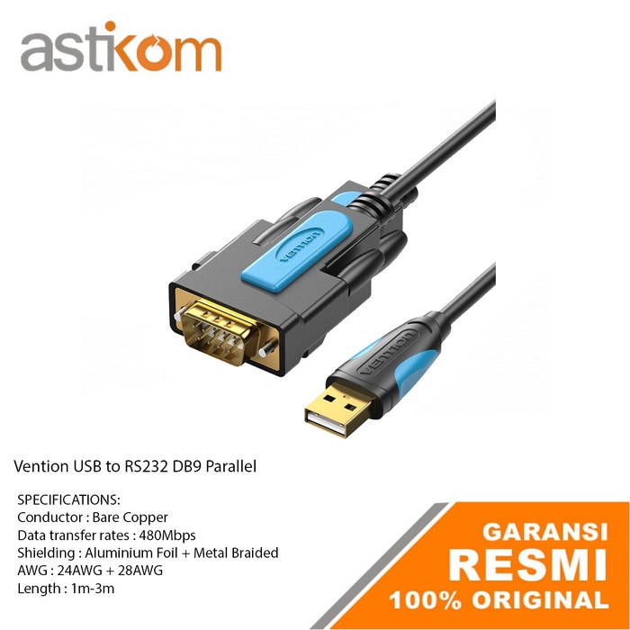 Jual Vention USB to RS232 DB9 Parallel Com Serial Adapter Black VAS C02 ...