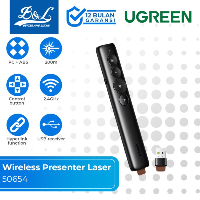 Jual UGREEN 50654 Laser Pointer Wireless Presenter Pen Remote Control 2.4GHz | Shopee Indonesia
