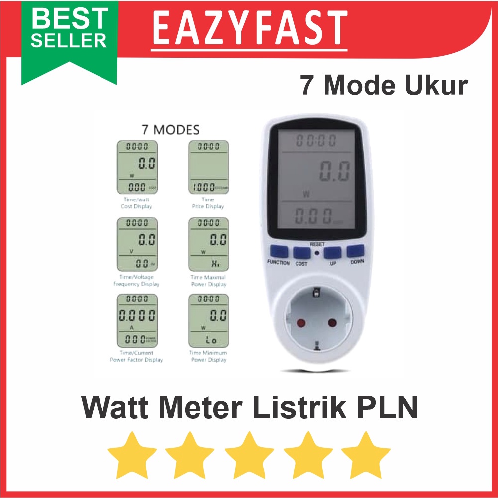Jual Alat Ukur Daya Biaya Kwh Watt Volt Meter Listrik Rumah AC PLN 1 ...
