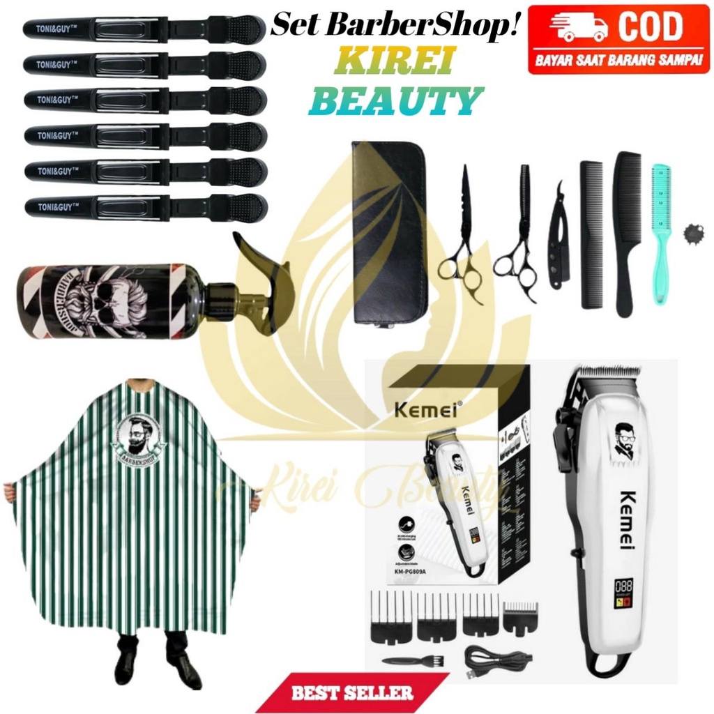 Jual [COD] Paket Alat Cukur Rambut Elektrik Barbershop kemei 809 Salon Profesional Gunting ...