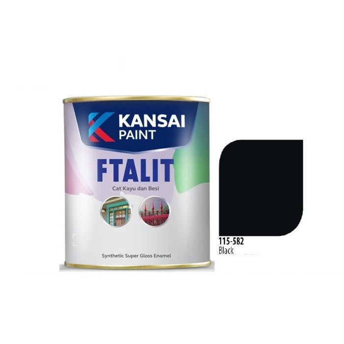 Jual Cat Ftalit 582 Black Kansai 1 Ltr / Cat Kayu & Besi / Cat Hitam ...
