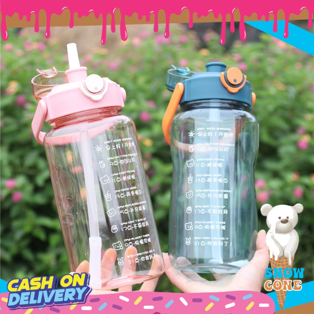 Jual Botol Air Minum Jumbo 2000ml BPA FREE / Botol Minum Sedotan Dewasa ...