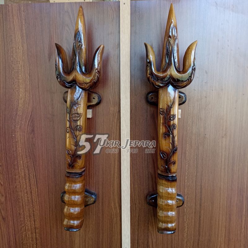 Jual ( Trisula 1 ) Tarikan handel handle pintu ukir jepara bahan kayu ...